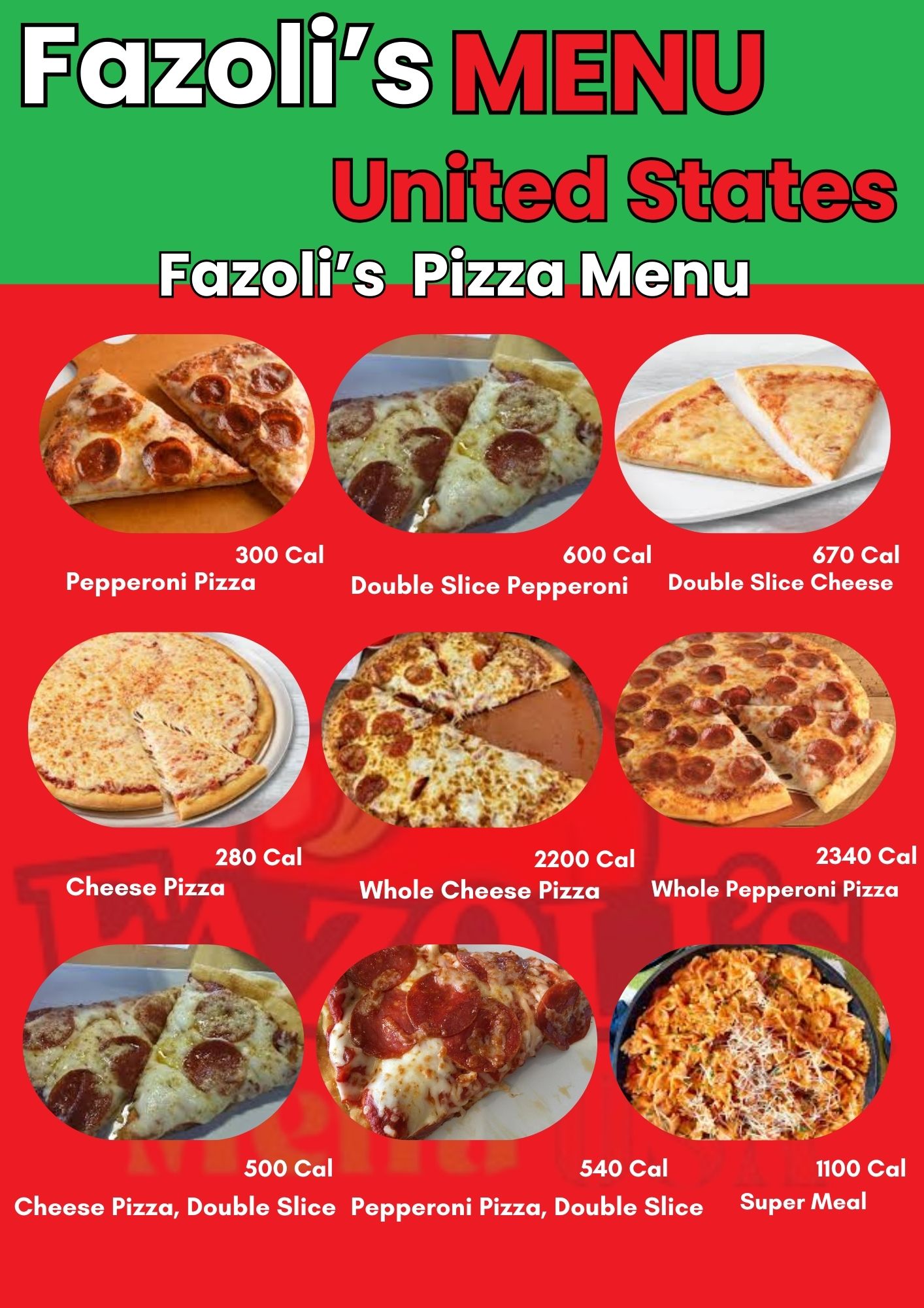 Fazolis Pizza Menu (Up-to-Date) Prices USA 2025
